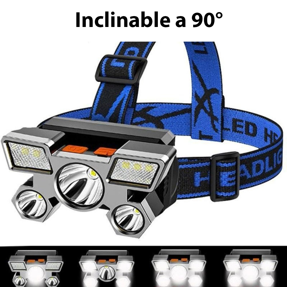 Lampe frontale puissante avec 5 lumières LED rechargeables en USB - Li ...